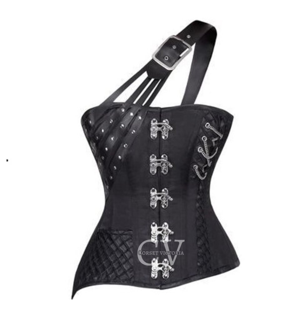 Black Overbust Corset Shoulder Straps Body Shaper for Women